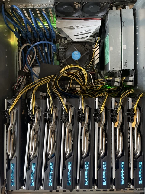 GPU MINER ETH 250 Mh/s Mining Rig 8 GPU Sapphire Nitro RX580 8GB rack ...