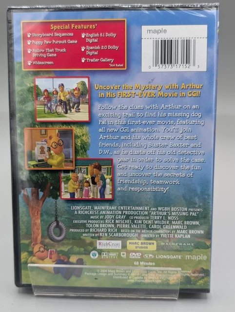 ARTHURS MISSING PAL 2006 kids animated adventure Children New £12.74 ...