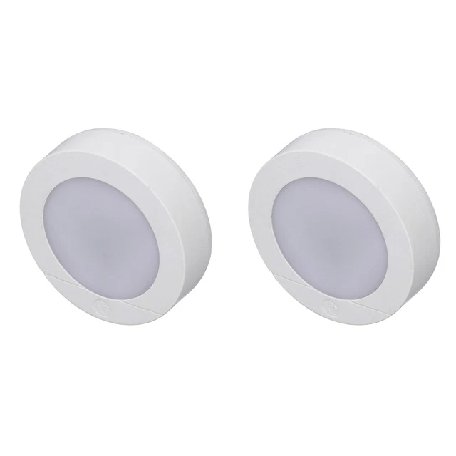 2PCS LED PUCK Light Battery Operated 20lm Touch Tap Stick On Wall ...