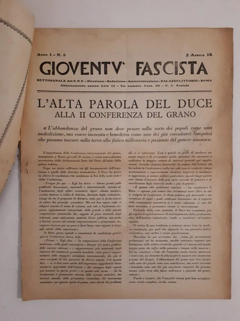 RIVISTA REGIME GIOVENTV fascista storia del fascismo d' epoca futurista ...