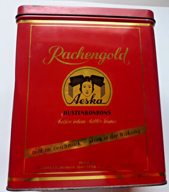 * GROSSE ALTE Blechdose Aeska Rachengold Hustenbonbons Adolf Speck KG ...