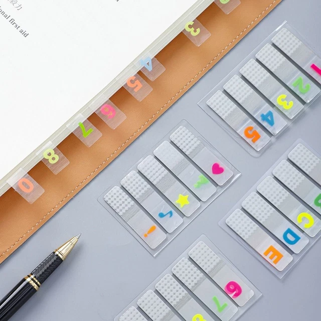 100 SHEETS WATERPROOF Sticky Notes With Numeric Letters File Tabs ...
