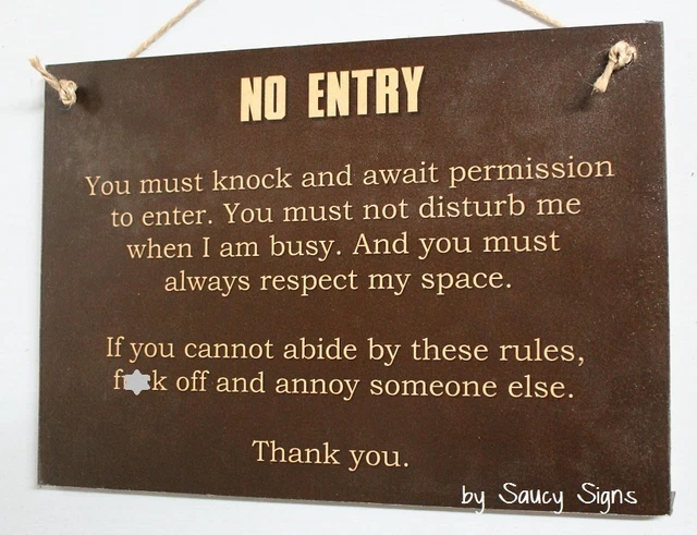 NO ENTRY F*CK Sign - Welcome Door Wooden Office Warning Shed Man Cave ...