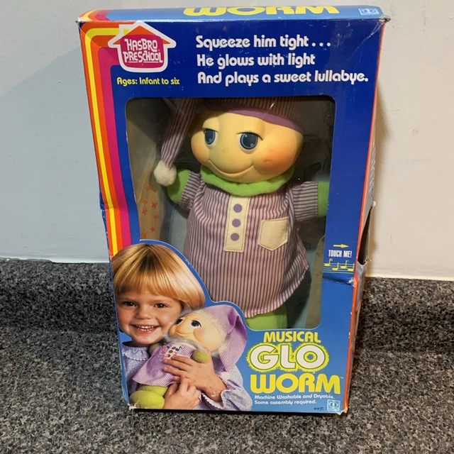 GLO WORM 🎵 MUSICAL 🎵 Never Removed VINTAGE 80'S STUFFED ANIMAL PLUSH ...