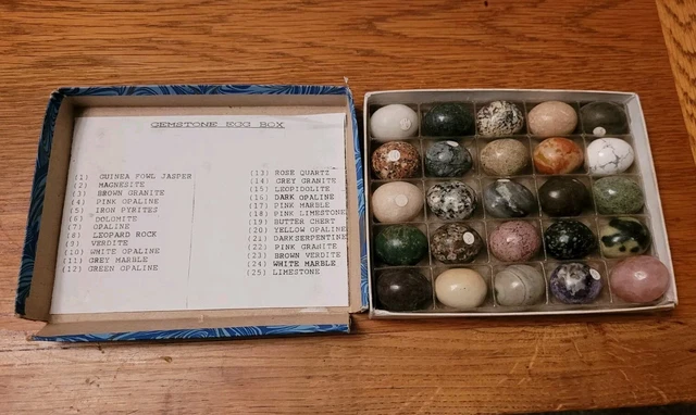 VINTAGE SPECIMEN STONE Gemstone 25 x Eggs Collection Box Rob Smith ...