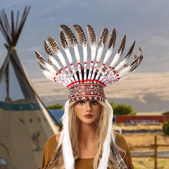 AMERICAN INDIAN NATIVE Headpiece Feather Headdress for Performance £26. ...