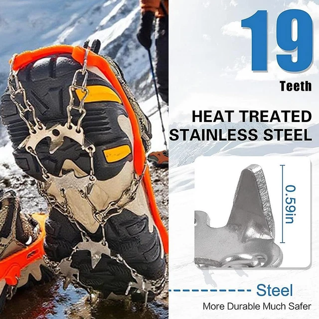 ICE CLEATS TRACTION Snow Grips Boots Shoes Anti Slip Steel 19 Stainless ...