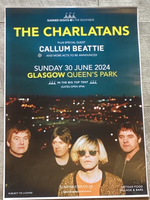 THE CHARLATANS CONCERT poster - Glasgow june 2024 tour band show gig memorabilia £7.99 - PicClick UK