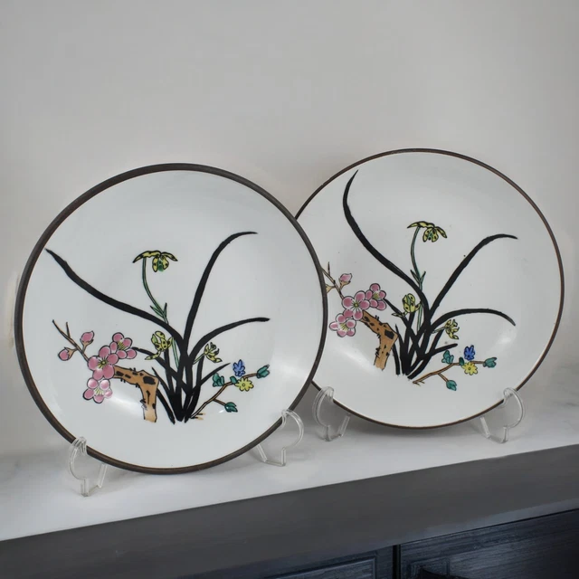 ANTIQUE 1950S CHINESE Ceramic Cloisonne Floral Hand Painted Decorative ...