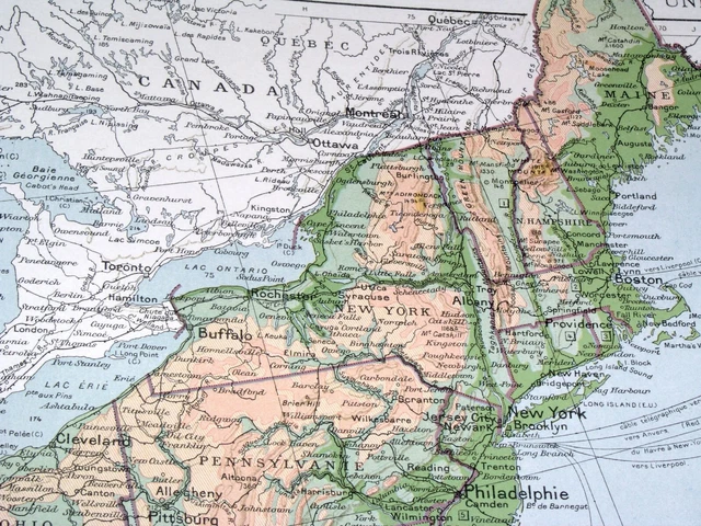 1925 VINTAGE PHYSICAL Geological Map Of North America / United States ...