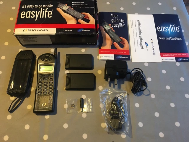 VINTAGE PHILIPS DIGA TCD308 Mobile Phone Cellnet Easylife Barclaycard ...