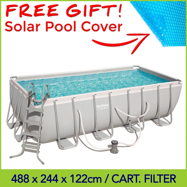 BESTWAY POWER STEEL Above Ground Pool 4.88 x 2.44 x 1.22m w Filter Pump ...