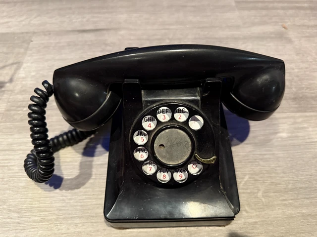 ANTIQUE 1950S WESTERN Electric Ma Bell Black Bakelite Rotary Dial Desk ...