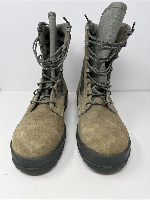 UFCW VIBRAM MILITARY Combat Boots Leather Steel Toe Canvas Lace Up SZ 9 ...