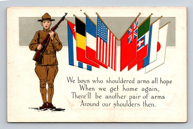 WWI US ARMY Doughboy Soldier Allies Flags Postcard £11.38 - PicClick UK