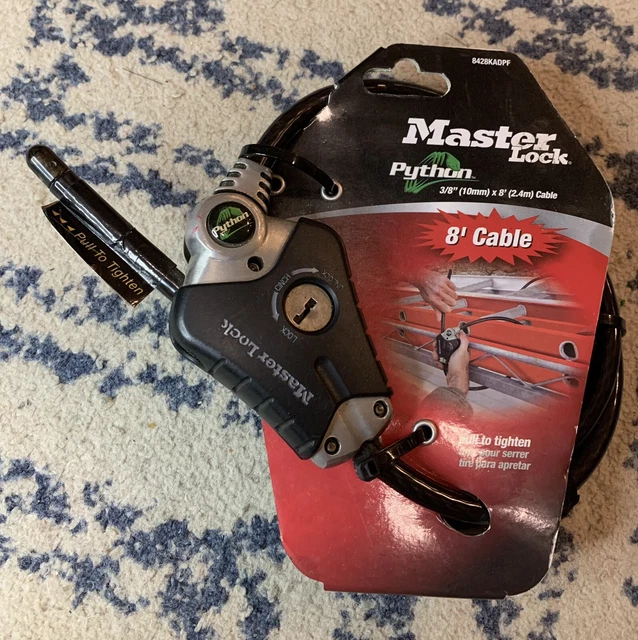 MASTER LOCK 8 Ft Python Vinyl Coated Steel Cable Adjustable Locking ...