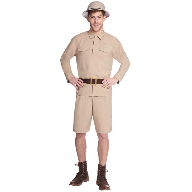 ADULT JUNGLE SAFARI Man Fancy Dress Costume Explorer Zoo Keeper Outfit ...