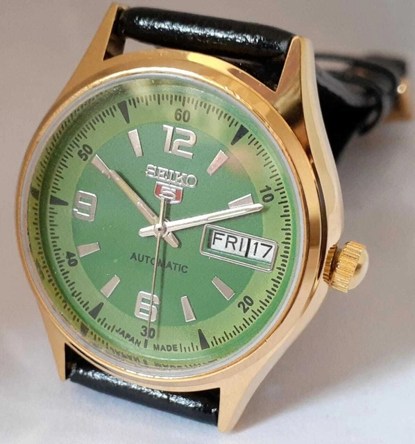 VINTAGE SEIKO 5 Automatic Green Dial Day-Date Men's wrist Watch Looking Good £52.15 - PicClick UK