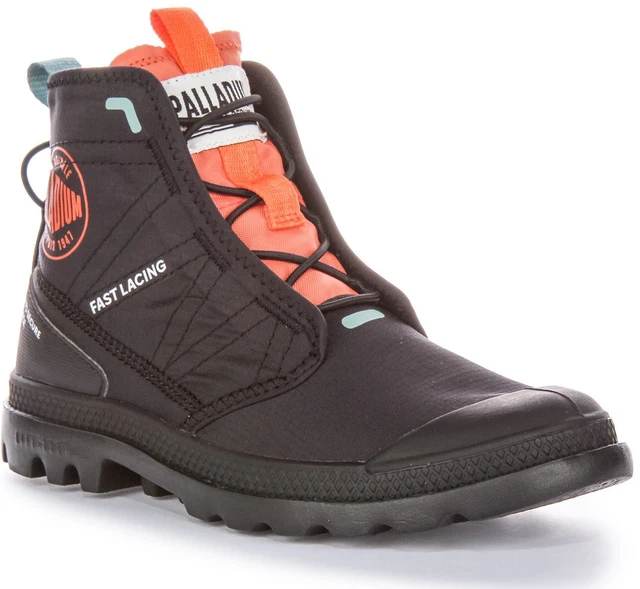 PALLADIUM PAMPA TRAVEL Lite RS Ripstop Fast Lacing Boot Black Orange UK ...