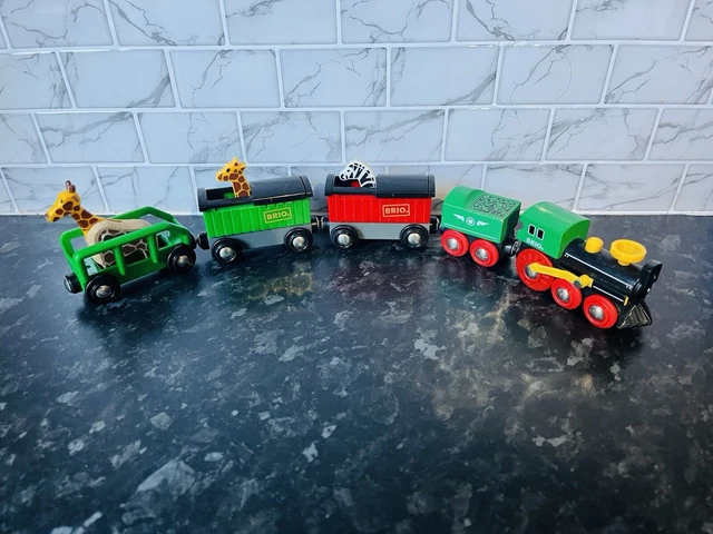 BRIO SAFARI/ANIMAL TRAIN Set - Wooden Train Set - Big Jigs - Zoo/Circus ...