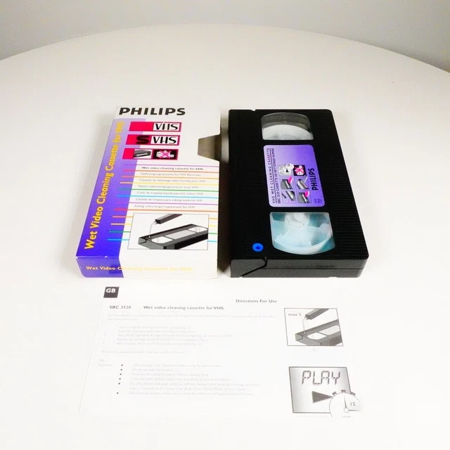 PHILIPS SBC 3520 Wet Video Cleaning Cassette f/ VHS & SVHS Head Cleaner ...