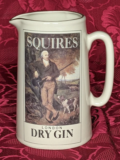 RARE SQUIRES LONDON Dry Gin Pub Water Jug Dad Grandad Mum Nan Grandma ...