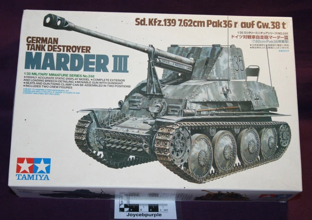 TAMIYA MARDER III 7.62cm Pak 36r tank destroyer 1:35 scale model kit ...