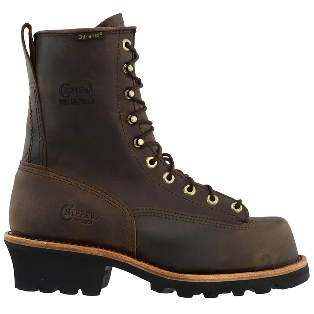 CHIPPEWA PALADIN 8 Inch Waterproof Steel Toe Logger Lace Up Work Mens ...