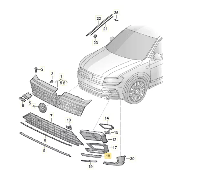 New Genuine Volkswagen Tiguan Mk2 R Line Front Bumper Lower Trim Right