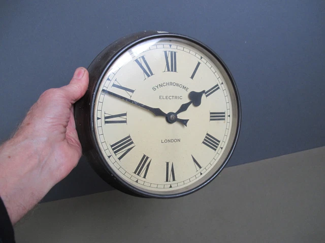 ORIGINAL VINTAGE 1930S Synchronome Electric Slave Clock in Spun Brass ...