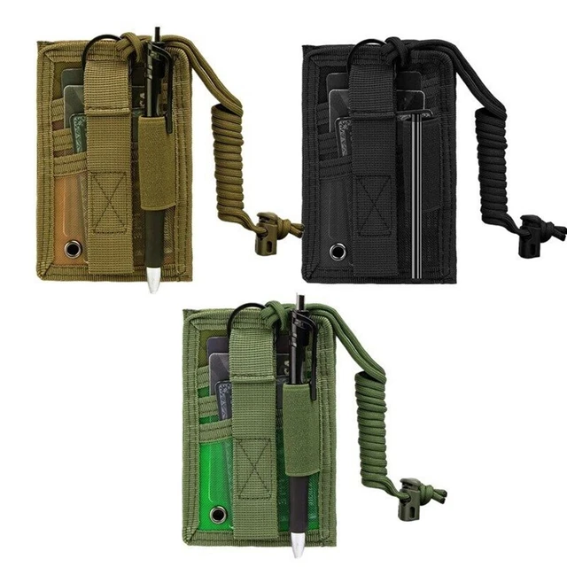 TACTICAL ID CARD Pen Small Files Holder Hook & Loop Patch Badge Neck ...
