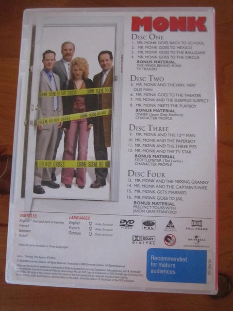 DVD MONK Season Two Box Set 4 Disc Set Great ** Must See ** EUR 1,51 ...