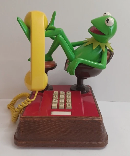 VTG KERMIT THE Frog Push Button Landline Phone 1983 Jim Henson Muppets ...