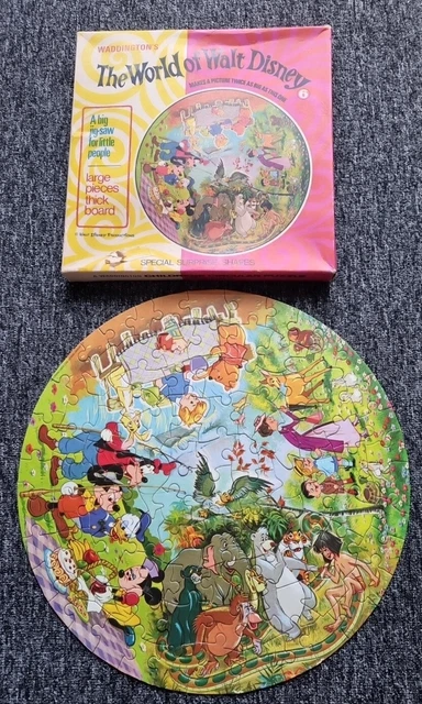 VINTAGE WADDINGTON’S THE World of Walt Disney Circular Jigsaw Puzzle ...