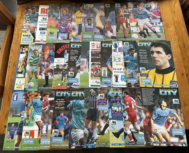 MANCHESTER CITY 1992/93 FULL SET OF HOME PROGRAMMES x31 *PLUS AWAY ...