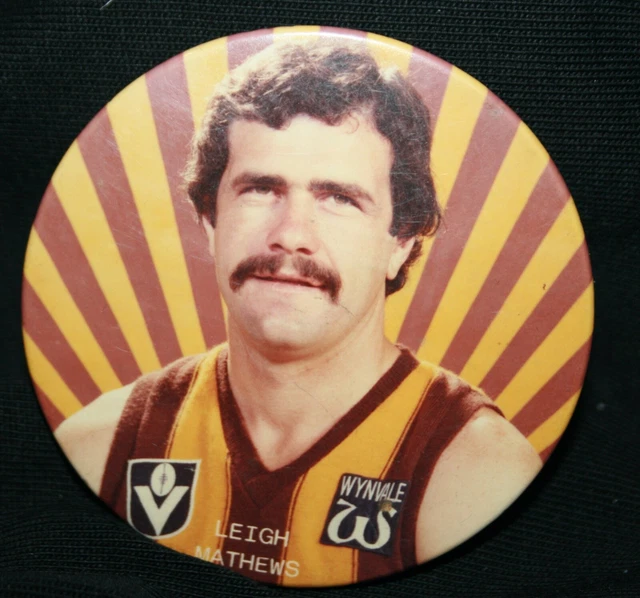 AFL VFL HAWTHORN Hawks Leigh Mathews Badge Football Footy Vintage 1970S ...
