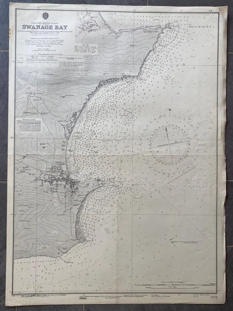 1909 (1956) ANTIQUE Map; Admiralty Chart 2172 Swanage Bay, Dorset £29. ...