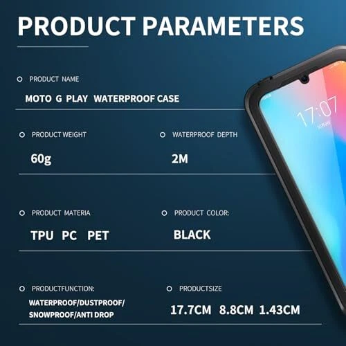 HUALELE MOTO G Play 2024 Case Waterproof, Built in Lens & Screen ...