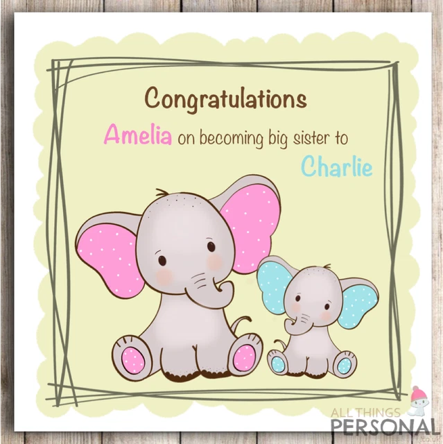 PERSONALISED CARD CONGRATULATIONS To Big Brother Big Sister New Sibling ...