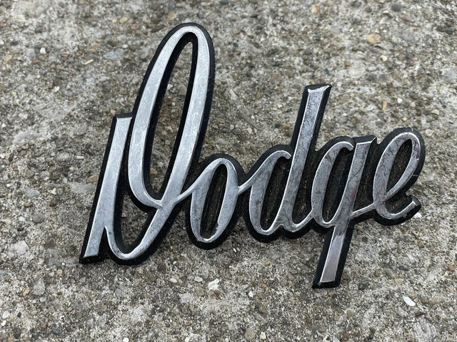 VINTAGE CHROME DIE-CAST DODGE Script Emblem OEM Badge 2956722 58395A ...