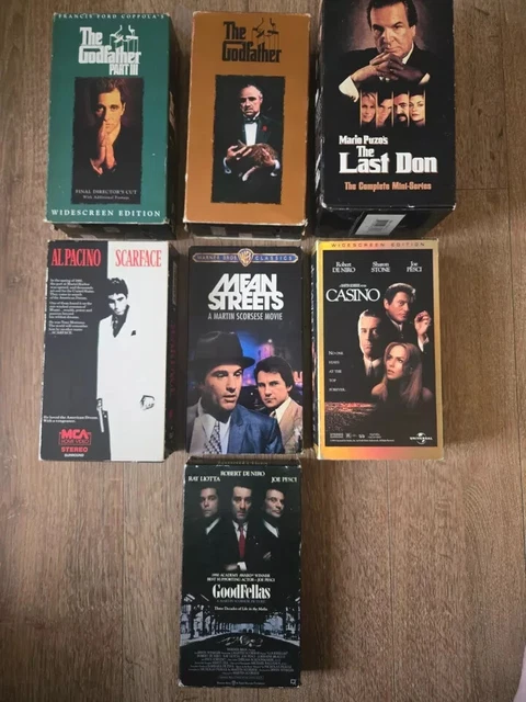 GOODFELLAS SCARFACE THE Godfather 1&2...VHS Mob Mafia Movies Lot of 7 ...