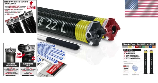 ELECTROPHORESIS COATED GARAGE Door Torsion Springs, Pair with ...