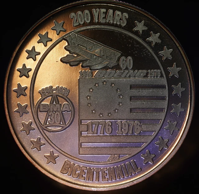 1976 BOEING 30TH Anniversary America 200th BMA 1oz 999 FINE SILVER ...