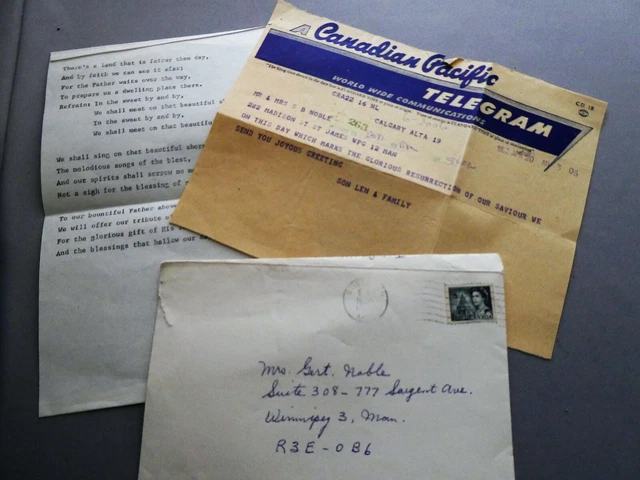 CANADIAN PACIFIC TELEGRAM 1957 Ephemera Religious Hymn Canada Easter ...