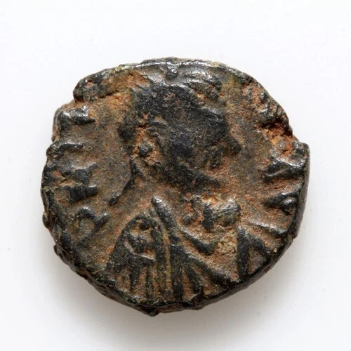 BYZANTINE COIN AE-JUSTIN I,Tyche turreted , 518-527 AD, Pentanummium ...