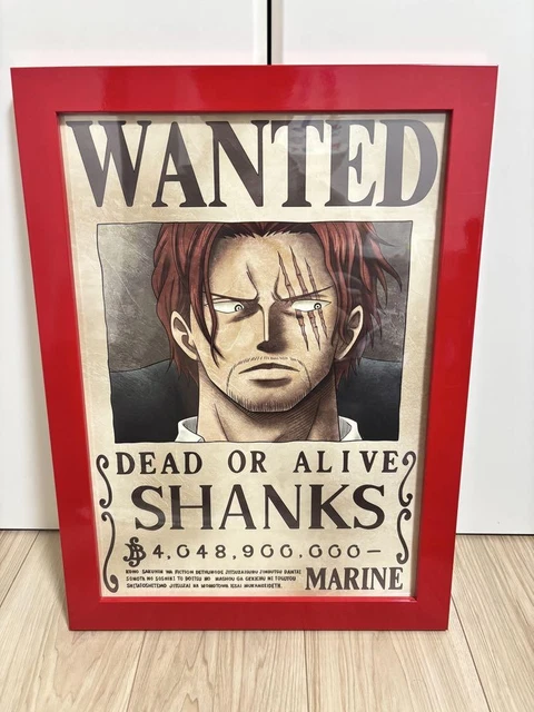 ONE PIECE SHANKS Wanted Poster Red Frame Wall Art Unused Collectible ...