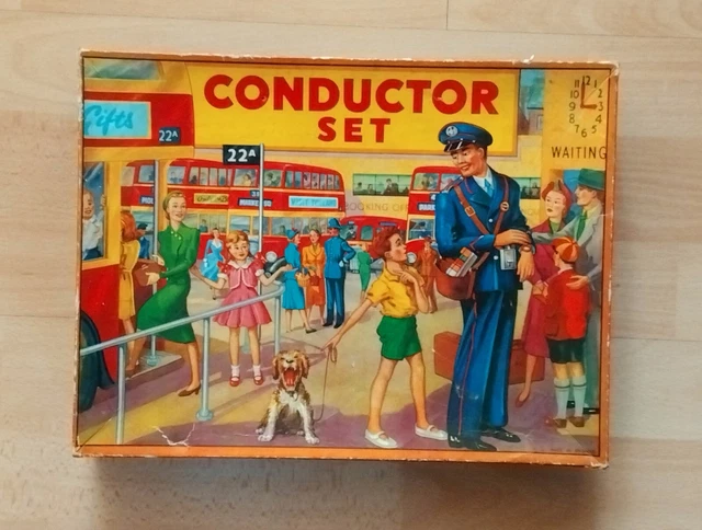 VINTAGE BOXED BERWICK Bus Conductor Toy Set with Extra Ticket Machine ...