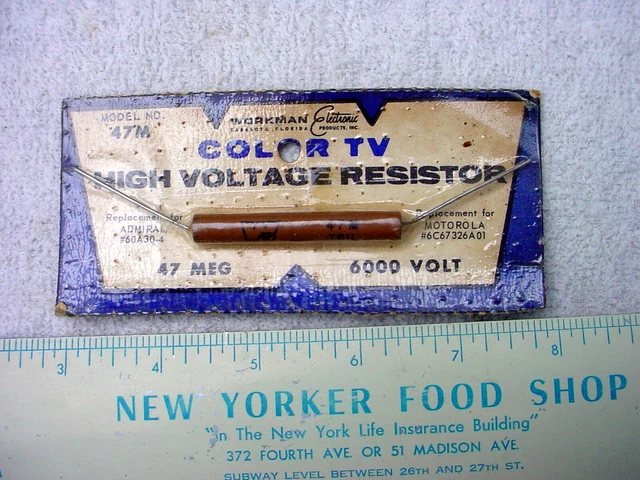 NOS HIGH VOLTAGE Resistor 47 Meg Ohms 6000 Volt EUR 16,86 - PicClick FR