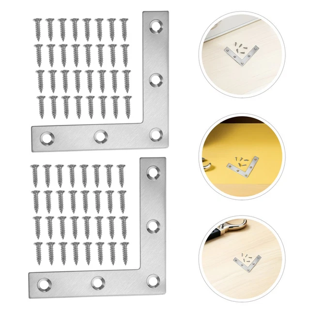 24 PCS L Shaped Metal Bracket Corner Brackets for Cabinets Stainless ...