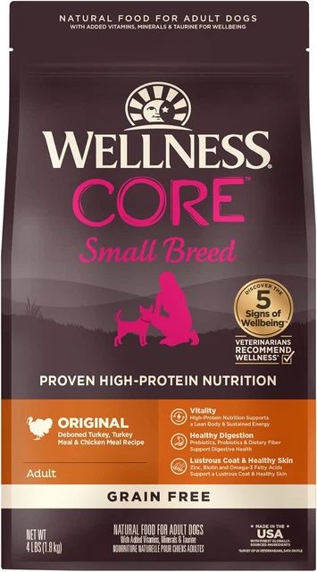 WELLNESS CORE DRY Dog Food, Small Breed, Grain-Free, High Protein ...